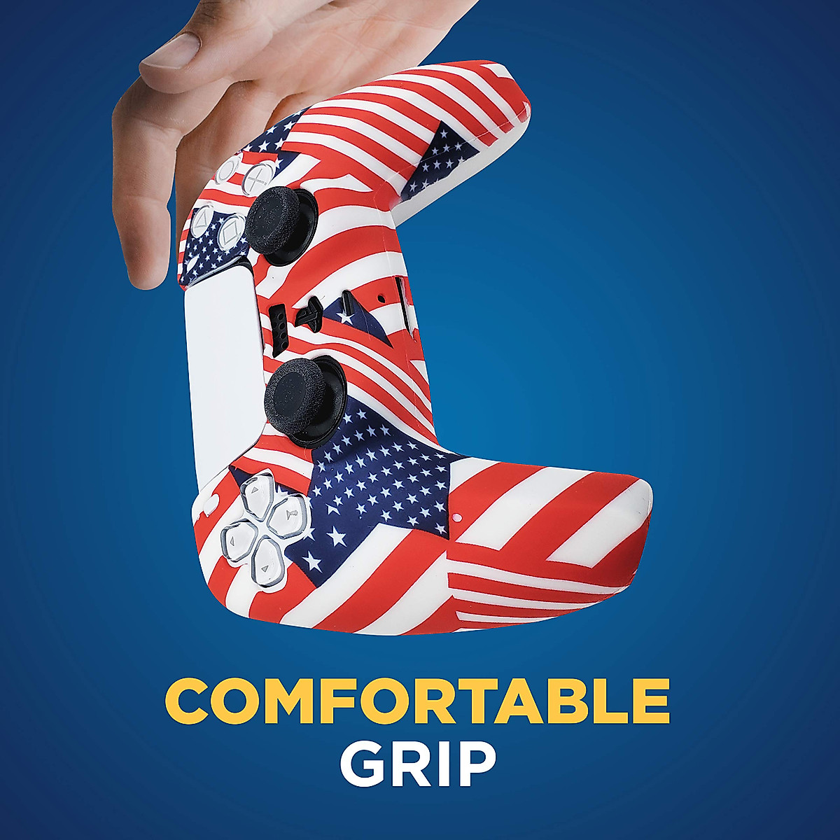PS5 Silicone Gel Grip Controller Cover Skin Protector (USA Flag) Compatible for Sony PlayStation 5 DualSense Wireless Controller Protector Covers