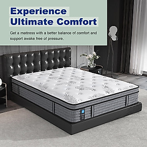 Slecofom 14 Inch Queen Size Mattress, Firm Queen Mattress in a Box,Memroy Foam Hybrid Mattress with Individually Pocket Coils Springs for Motion Isolation,Edge Support, Sleep Firm Feel/Fiberglass-Free