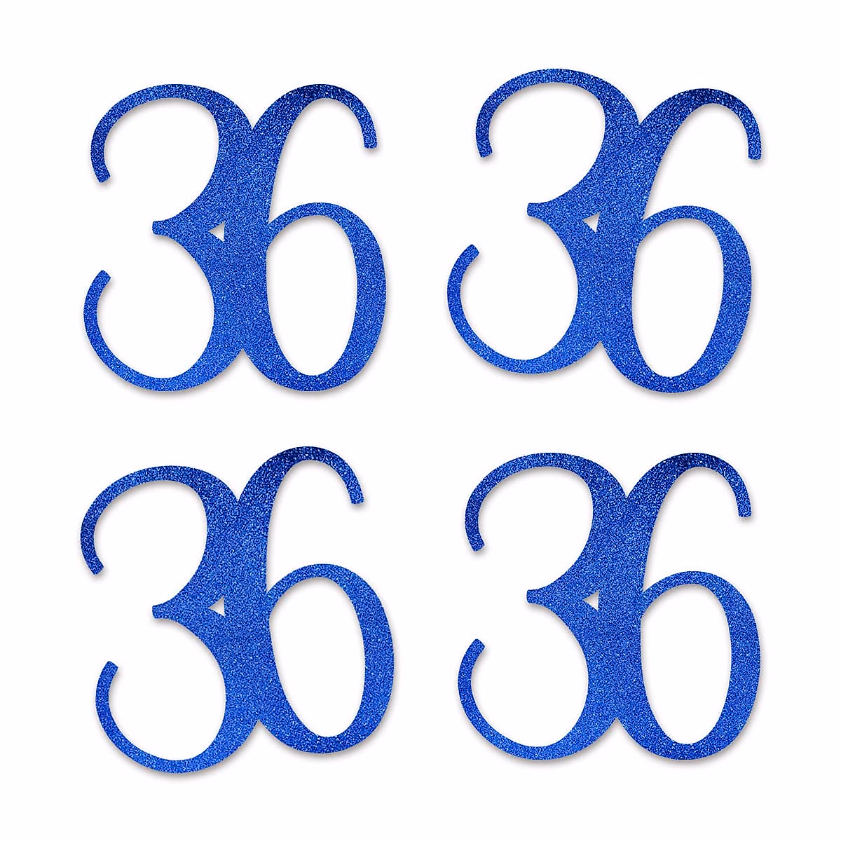 Blue Glitter 36 Cut-Out Numbers, 36th Birthday Party Anniversary Decorations DIY Essentials
