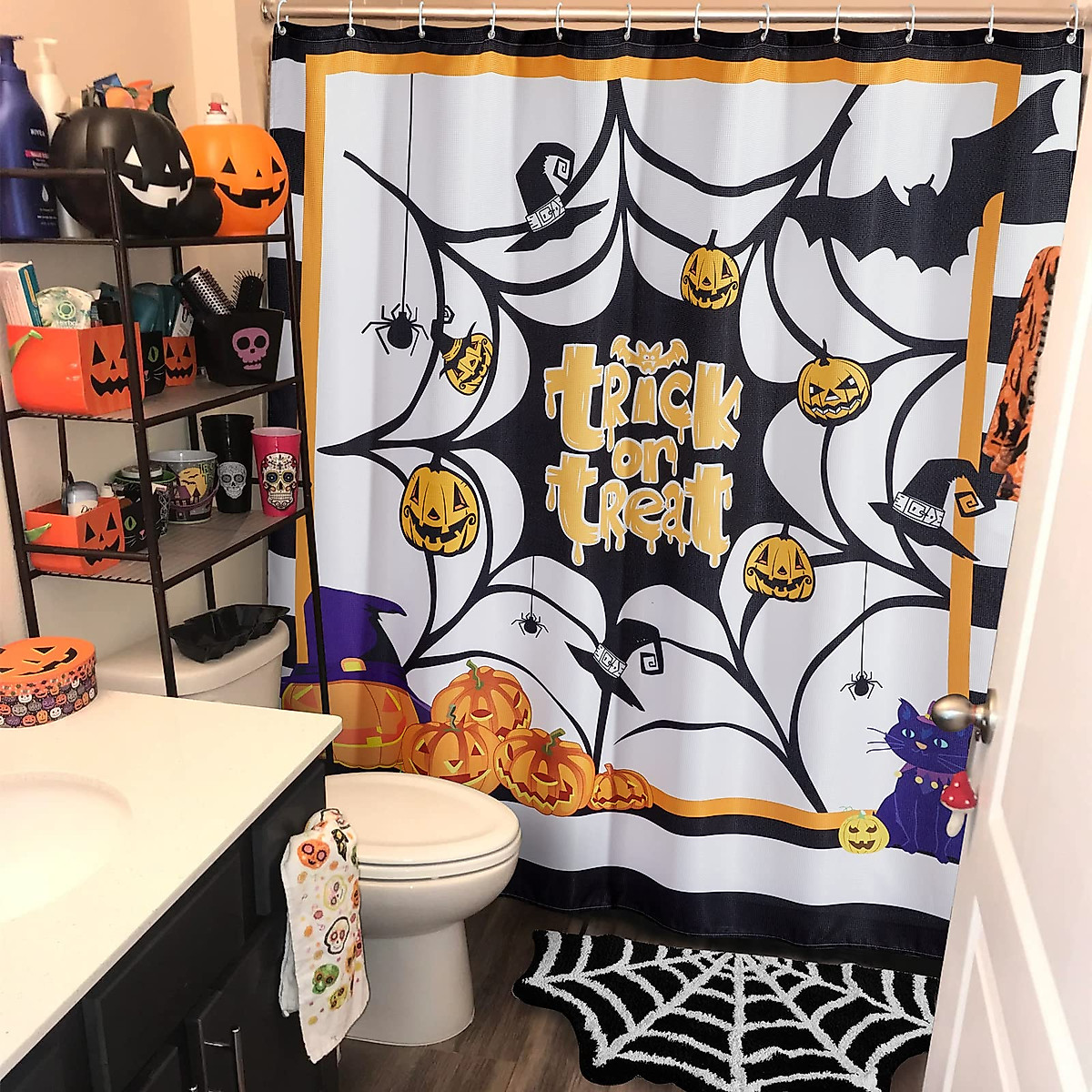 Estmy Gothic Rug Spider Web Indoor Halloween Rug 2x3, Plush Gothic Cute Fun Halloween Bathroom Rugs Non Slip Kitchen Rug Washable, Halloween Throw Area Rugs for Front Door Porch Indoor Doormat