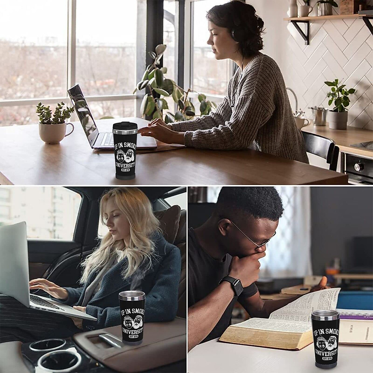 Cheech and Chong University 13 oz Stainless Steel Coffee Cup Suitable for Home, Office, Travel, Party