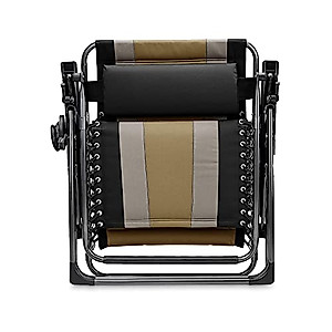 Amazon Basics Outdoor Padded Adjustable Zero Gravity Folding Reclining Lounge Chair with Pillow - Black