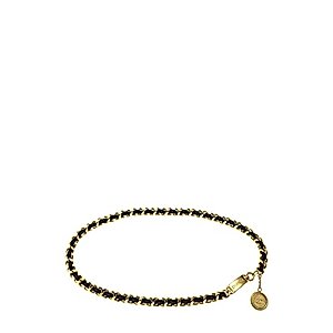 CHANEL, Pre-Loved Gold & Black Leather 'CC' Medallion Chain Belt, Black