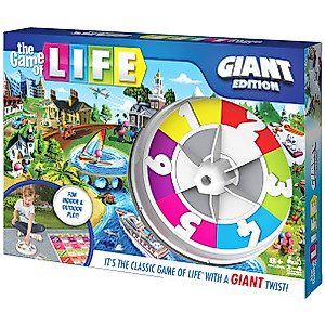 The Game of Life, Giant Edition Family Board Game Indoor/Outdoor Fun Game with Big Oversized Gameboard Cards Spinner, for Adults and Kids Ages 8 and up