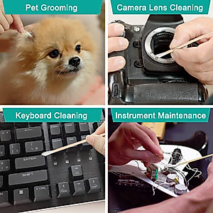 500 Pcs 6" Long Cotton Swabs with Wooden Sticks - Lint Free Gun Cleaning Swabs - Cotton Tipped Applicator for Makeup, Gun Cleaning & Lubricating, Pet Care, Hard-to-Reach Area Cleaning Tools