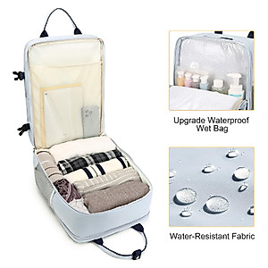 InduSKY Large Travel Backpack for Women, 40L Carry On Backpack Airline Flight Approved with USB Charging Port Shoes Compartment, Personal Luggage Backpack Casual Daypack 15.6 Inch Laptop Backpack