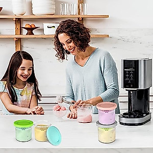 HOTUT Ninja Creami Containers,4 Pack Replacement Pints and Lids+4 Scoops Dishwasher Safe Compatible with NC301,NC300,NC299AMZ,CN305A and CN301CO Series Ninja Ice Cream Makers (Not Fit for NC501)