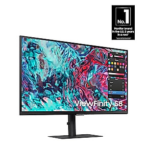 SAMSUNG 27-Inch ViewFinity S8 Series 4K UHD High Resolution Monitor, IPS Panel, 60Hz, Thunderbolt 4, HDR 10+, Built-In Speakers, Height Adjustable Stand, S27B804TGN, 2022, Black