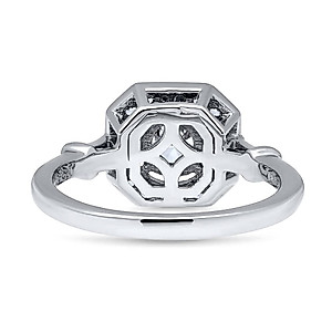 BERRICLE Sterling Silver Art Deco Cubic Zirconia CZ Fashion Ring for Women, Rhodium Plated Size 6