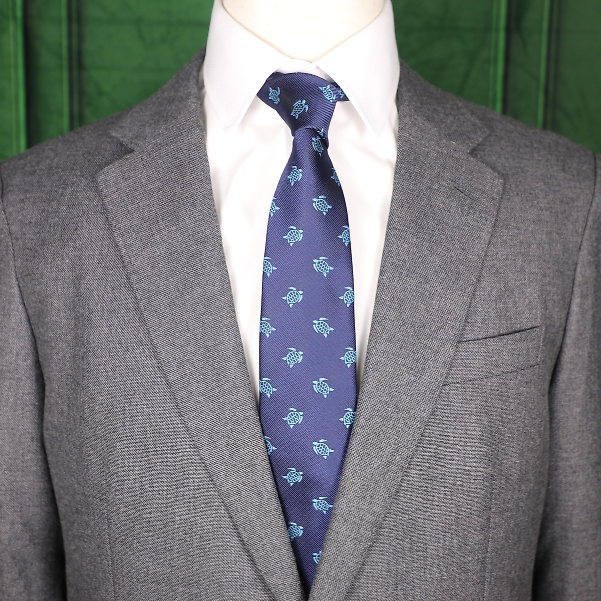 MENDEPOT Microfiber Jacquard Sea Turtle Pattern Necktie Blue Tortoise Animal tie