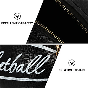 VALICLUD Shoulder Purse Round Basketball Shaped Bag PU Leather Round Handbag Shoulder BagsFashion Cow Crossbody Bag Fashion Winter Messenger Tote Bag for Women Girls (Black) Novelty Shaped Purse