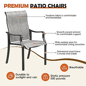 UDPATIO Patio Dining Chairs Set of 6, High Back Wide Seat Outdoor Furniture Chairs with All Weather Breathable Textilene, for Lawn Garden Backyard Deck, Grey White