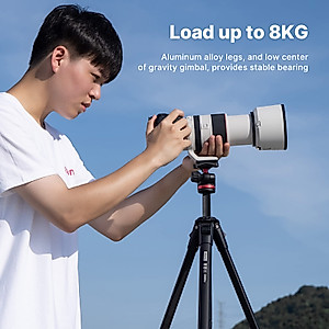 ULANZI MT-55 Travel Camera Tripod Stand, 62.2 inch Video Heavy Duty Tripod Mount for Sony Nikon Canon Fuji DSLR Camera, w Smartphone Clamp - Ombra