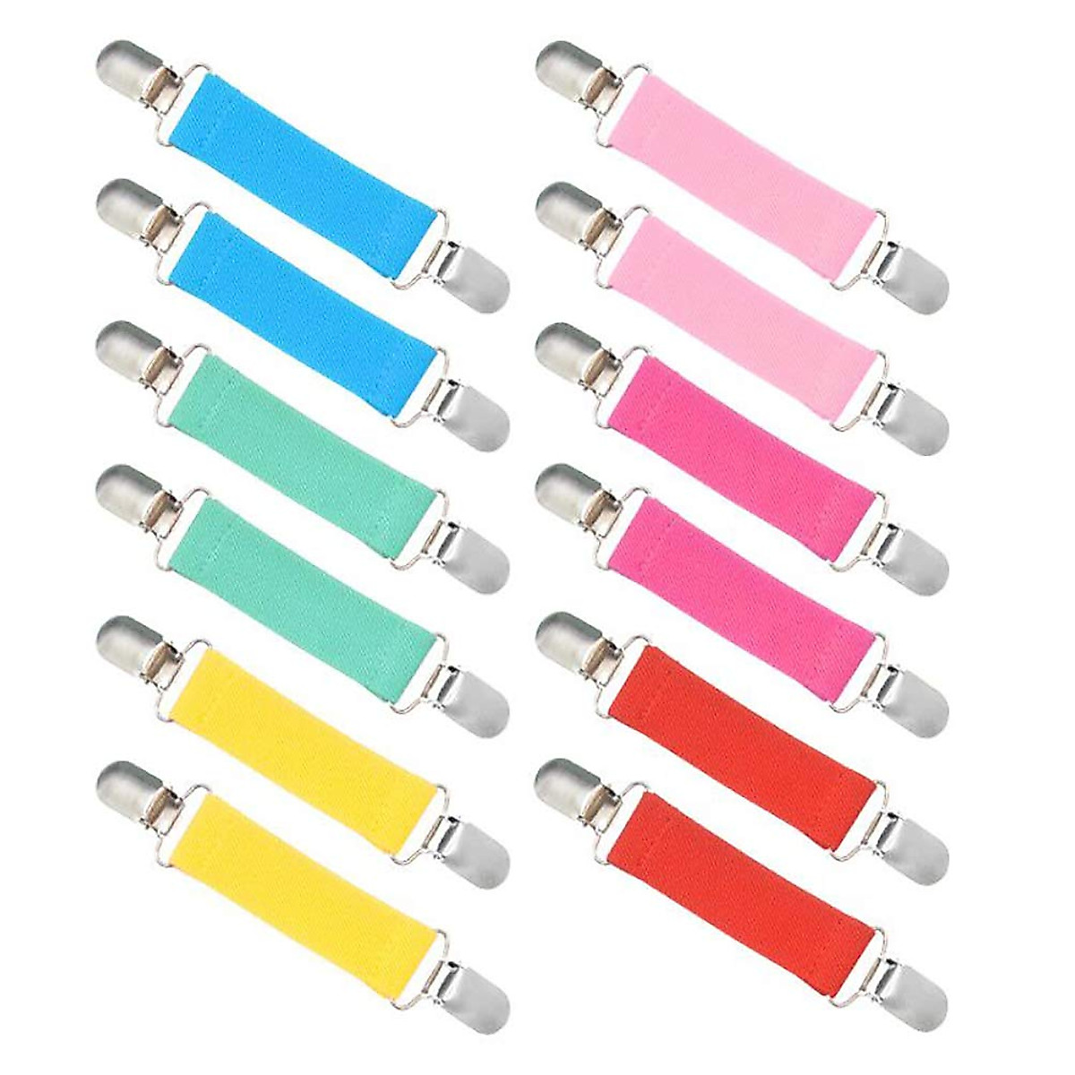 GASEQUO 6 Pairs Kids Mitten Clips Stainless Steel Elastic Mitten and Glove Clips for Adults