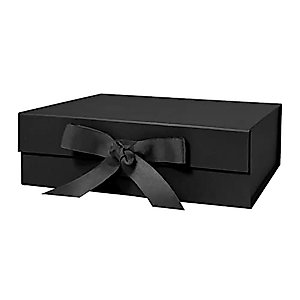 10.5" Large Gift Box with Magnetic Lid and Ribbon for Christmas,Valentine's day,Birthdays, Bridal Gifts,Weddings,DIY and so on(Large, Black)