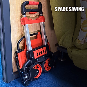 APOXCON Folding Shopping Cart with Removable Waterproof Bag and Bungee Cord, Heavy Duty Push Cart with Mute Wheels, Portable Hand Truck for Shopping, Groceries, Travel and Office Use