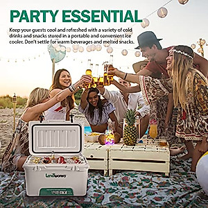 Landworks Rotomolded Ice Cooler 45QT Up to 5 Day Ice Retention Commercial Grade Food Safe Dry Ice Compatible UV Protection 15mm Gasket Bottle Openers Low Profile Latches