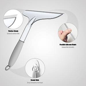 Shower Squeegee for Shower Glass Door Bathroom Tile and Mirror, Streak-Free Rubber Squeegee Wiper Cleaning Tools