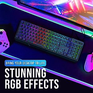 KLIM Chroma Gaming Keyboard Wired USB - New 2024 - Durable Ergonomic Waterproof Silent Backlit - Ideal for Gaming and Office - Teclado Gamer - 2 ms Response Time - PC Laptop Mac PS4 PS5 - Black