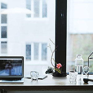 Flower Fixed Vase Pot Floral Pin Frog Retro Large Round Succulent Planter Pots Ceramic Vessel Without Hole Bonsai Planter Bowl Plant Container Black Ceramic Flower Pot Ikebana Flower Holder