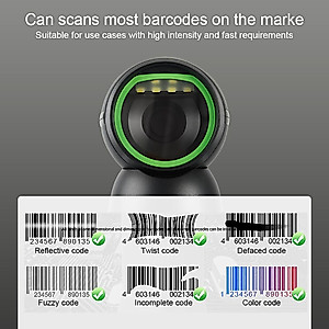 LICOERD Desktop 2D Barcode Scanner Platform Omnidirectional Auto Sensor Hand-Free POS System Barcode Reader QR Code Reader for Supermarket,Retail Store,Warehouse,Catering, Medical (Black)
