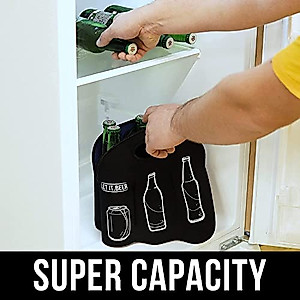 Yelloway 6 Pack Insulated Tote Beer Bottle Holder - Gift Idea -12 Can Carrier - Inexpensive Gift for Men - Birthday Unique Gag Koozie
