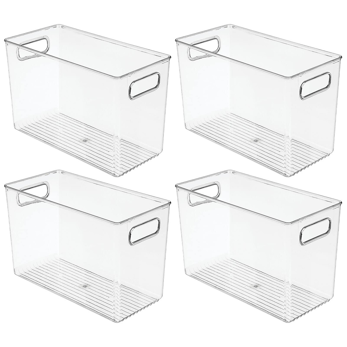 mDesign Plastic Storage Organizer Bin with Handles for Baby or Kids - Containers for Nursery, Playroom or Daycare - Holder for Snacks, Toys, Food, Diapers, or Wipes - Ligne Collection, 4 Pack, Clear