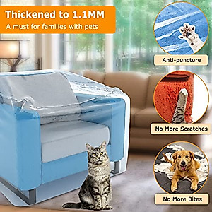 STARTWO Plastic Couch Cover - Dustproof Moving Bag for Sofa, Loveseat, Recliners, Plastic Furniture Cover Thick Clear Couch Cover for Moving and Long Term Storage, 92W x 42D x 42H Inches