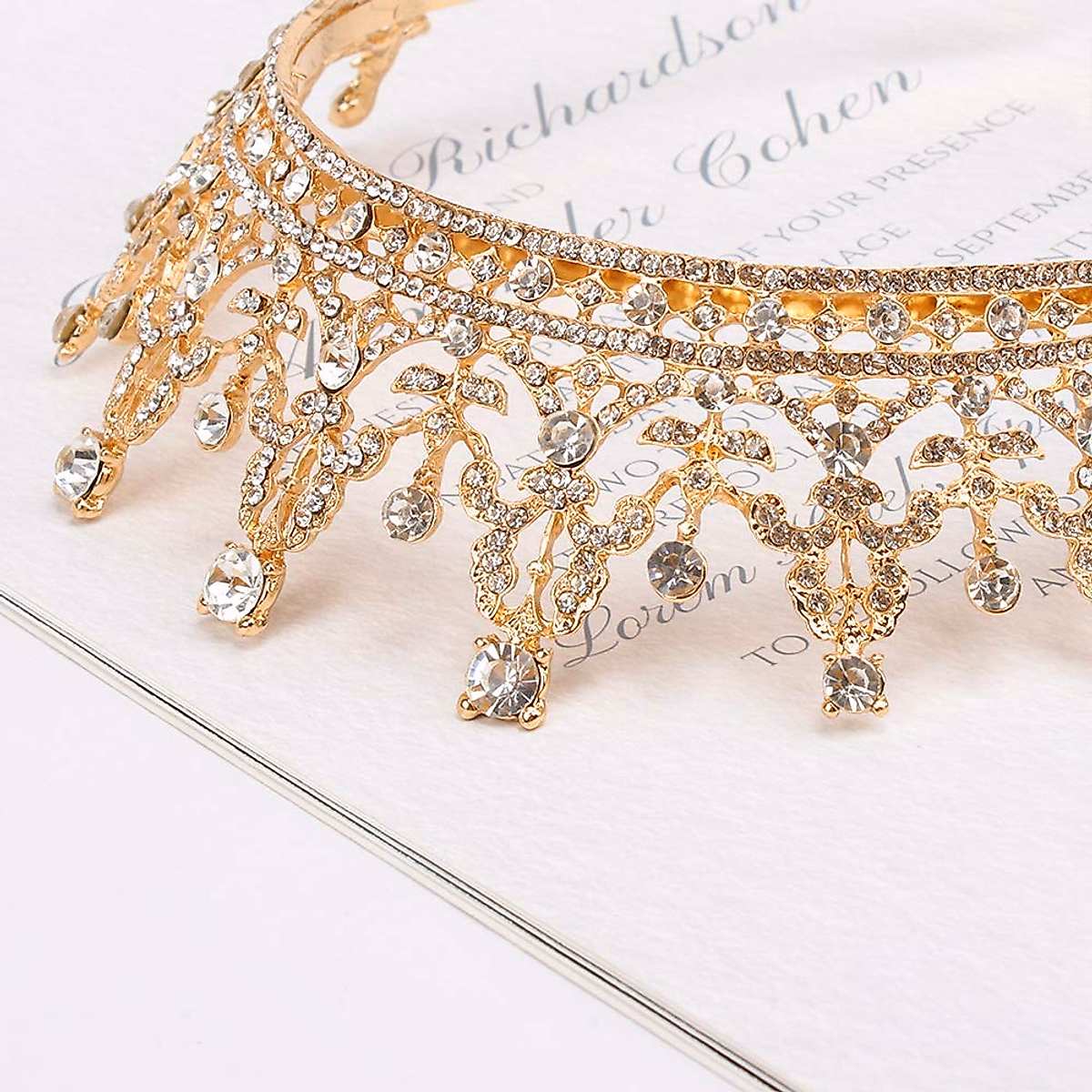 COCIDE Gold Tiara and Crown for Women Birthday Headband for Girls Crystal Queen Crown Hair Accessories for Bride Party Bridesmaids Bridal Prom Halloween Costume Cosplay Christmas Gifts (DARK GOLD)