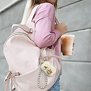 AIIEKZ Cute Kawaii AirPods Pro Case Cover, Lovely Flower Bear Design Smooth Soft Protective Cover for AirPod Pro Case with Pearl Chain for Girls Women (Airpods Pro)