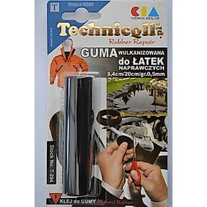 Technicqll Roll of Vulcanized Rubber for Repair Patches Black 8.4 Cm X 20 Cm X 0.5 Mm Thick