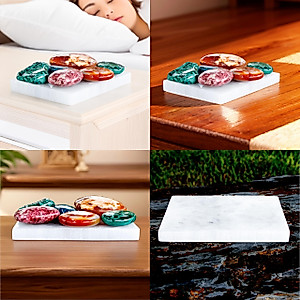 Om Zone Selenite Charging Plate for Cleansing Crystals & Healing Stones, Meditation, Reiki, Protection Crystals, Spiritual Gift (4, 6" Square)