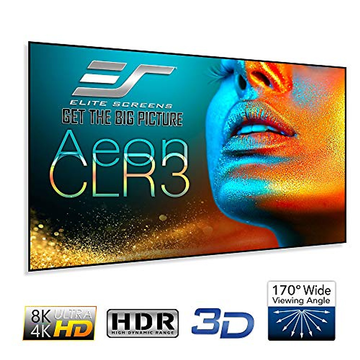 EliteProjector Screens Aeon CLR® 3, 115" Diag. 16:9, Edge Free® Ceiling Ambient Light Rejecting Fixed Frame Projector Screen, AR115H-CLR3