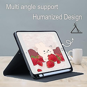 iPad 9th/8th/7th Generation Case (2021/2020/2019) iPad 10.2-Inch Case with Pencil Holder,Lightweight Flexible Shockproof, Full Body Boy Girl Cover for Apple iPad 9th 8th 7th Gen Hamster Golden Strawbe