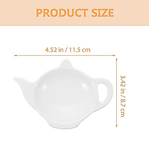 Kichvoe Tea Holder Ceramic Tea Bag Holder Caddy Plate Cute Teapot Shaped Teabag Coaster Tray Teaspoon Rest Sauce Dip Bowl Seasoning Dish for Dessert Fruit Appetizer Serving Dish Tea Bag Organizer