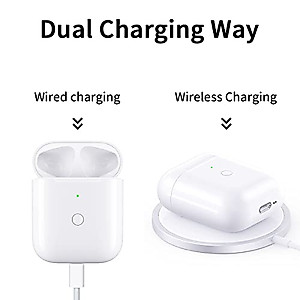 Wireless Charging Case Compatible with AirPods 1 2，Air pods Charger Case Replacement with Bluetooth Pairing Sync Button，no Aipods