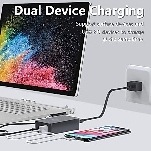 Charger for Microsoft Surface Laptop 6 5 4 go Studio 3 2 1, Surface Pro 10 9 8 X 7 6 5 4 3, Surface Go 3 2 1, Surface Book 2 1, 65W Power Adapter with Travel case and 11.2FT Cord