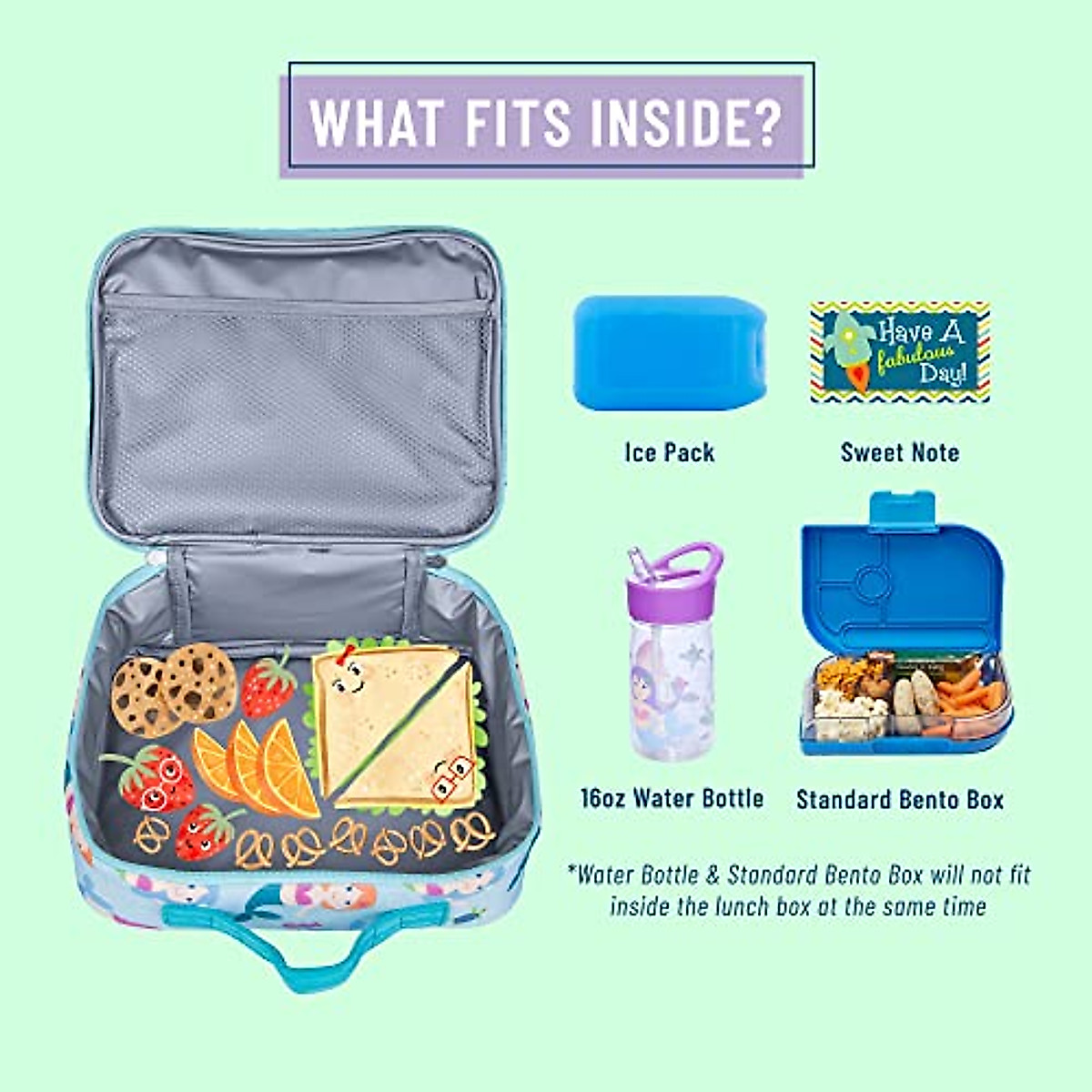 Wildkin Kids Insulated Lunch Box Bag for Boys & Girls, Reusable Kids Lunch Box is Perfect for Early Elementary Daycare School Travel, Ideal for Hot or Cold Snacks & Bento Boxes (Mermaids)