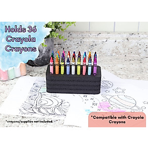 Polar Whale 4 Crayon Desk Stand Organizers Compatible with Crayola and Others Design Storage Tray Supply Non-Scratch Non-Rattle Washable Durable Black Foam Each Holds 36