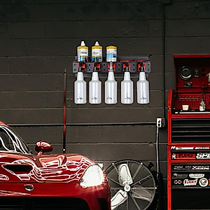 HMRCYTE Wall Mounted Spray Bottle Holder, 2 Pack Spray Can Holder, Spray Bottle Storage Rack, Garage Bottle Organizer with Car Cleaning Brush Kit, Aerosol Can Organizer for Garage Car Beauty Accessory