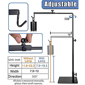 Reptile Heat Lamp with Adjustable Lamp Stand for Reptile, Turtle Heat Lamp Basking Light Bulb with Metal Light Stand For Terrarium and Tank, Heating Lamp Holder with Small Heat Lamp and Dimmer Switch