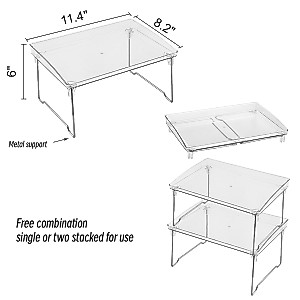 DEYIZY 2-Tier Foldable Bathroom Counter Organizer for Skincare, Vanity & Makeup - Space-Saving, Stackable, No Assembly - Bathroom Countertop Organizer, Bathroom Cabinet Organizer