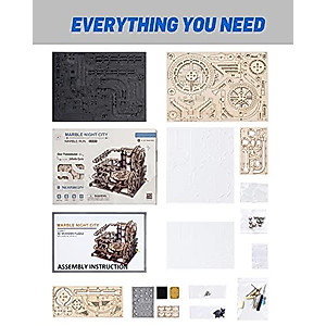 RoWood 3D Puzzles for Adults, Model Kits for Adults to Build, Wooden Town Christmas Birthday Gifts for Teens- Marble Night City