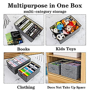 Foldable Storage Bins Rectangle Fabric Storage Basket, Closet Organizer Bins with Handles, Toy Organizer, Baskets for Gifts Empty for Home Office Kids Room Clothes Closet Shelves (Large-18.6L x 11.2W x 8.1H)