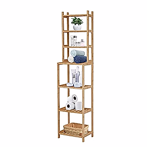 Kinlife Bamboo Shelves Removable 7-Layer - Shelving Unit, Storage Standing Shelf Units Corner Shelf for Bathroom, Living Room, Kitchen