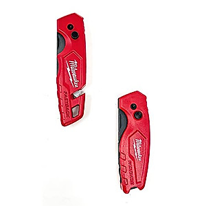 Milwaukee Fastback Flip Utility Knife 2 Piece Set with Razor Blade Dispenser (50 Blades Included)