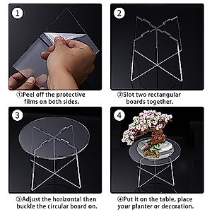 YourGift 6 inches Mini Plant Stand Indoor, Acrylic Planter Stand for Indoor Plants, Desktop Round Plant Holder Shelf for Flower Pots Table Display Rack for Event Decor (Clear)
