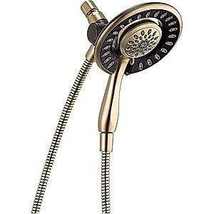 Delta Faucet 4-Spray In2ition 2-in-1 Dual Hand Held Shower Head, Gold Shower Head with Handheld Spray, Double Shower Head, Detachable Shower Head, Shower Head with Hose, Champagne Bronze 58065-CZ, 0.5