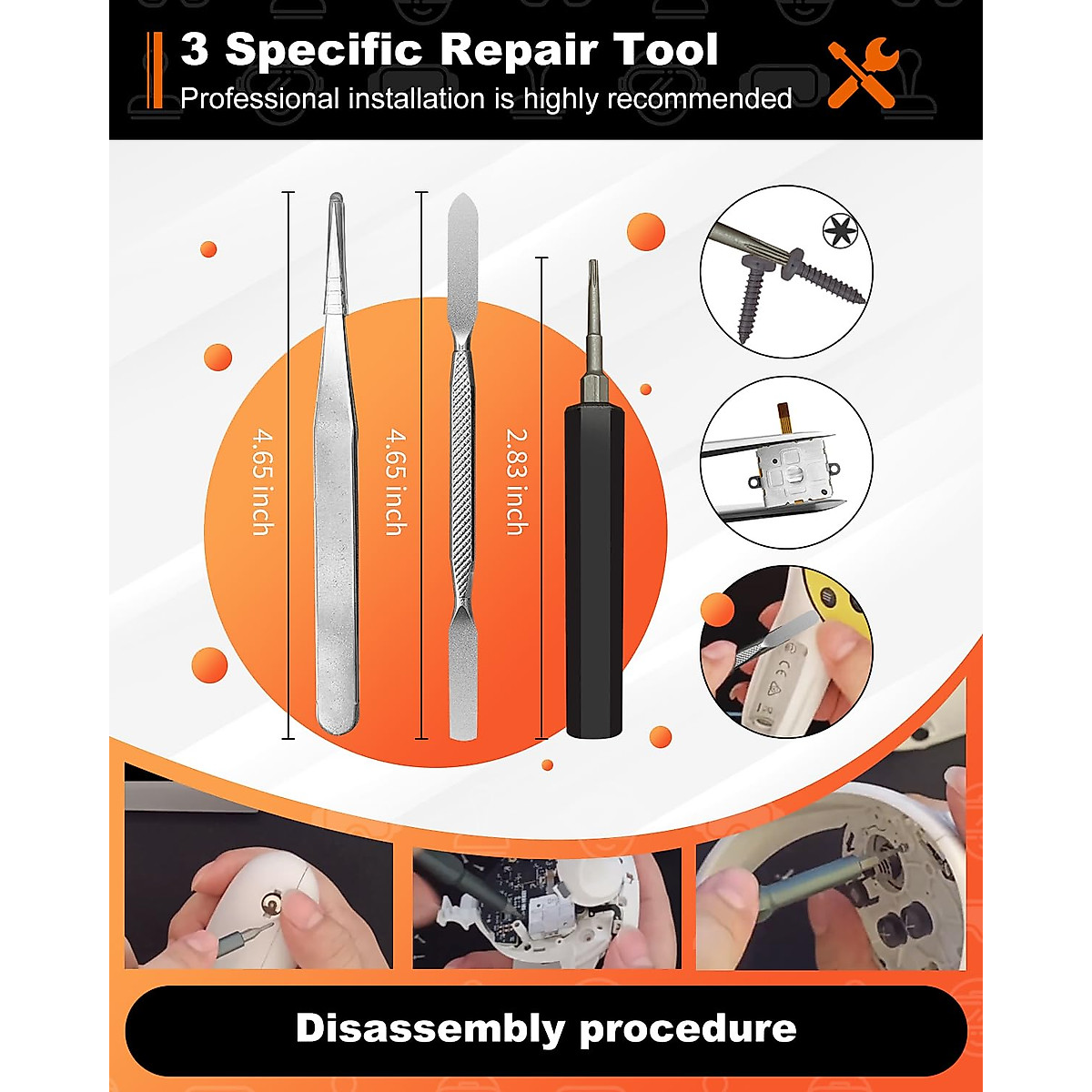 Replacement Kit for Oculus Quest 2 Controller/Meta Quest 3 Controller (13-in-1), DUXICEPIN Joysticks, Thumbstick, Screwdriver, Tweezer & Pry Tool-Ultimate Meta Quest 3 Controller Accessories (Black-13-in-1)