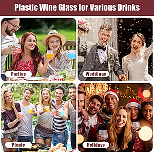 tchrules 24 Pack Plastic Ribbed Wine Glasses, 14oz Stemless Disposable Wine Cups, Clear Unbreakable Outdoor Cocktail Glasses, Heavy Duty Reusable Plastic Drinking Cups for Party Wedding Mimosa Bar